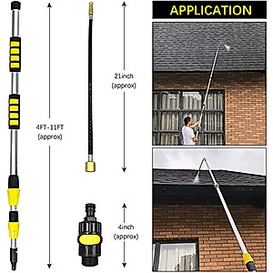 Buyplus Gutter Cleaning Wand - 12FT Telescoping Gutter Cleaners from The Ground, Gutter Cleaning Tools for Garden Hose Attachment, 20 Feet High Reach Gutter Cleaning Pole Kit