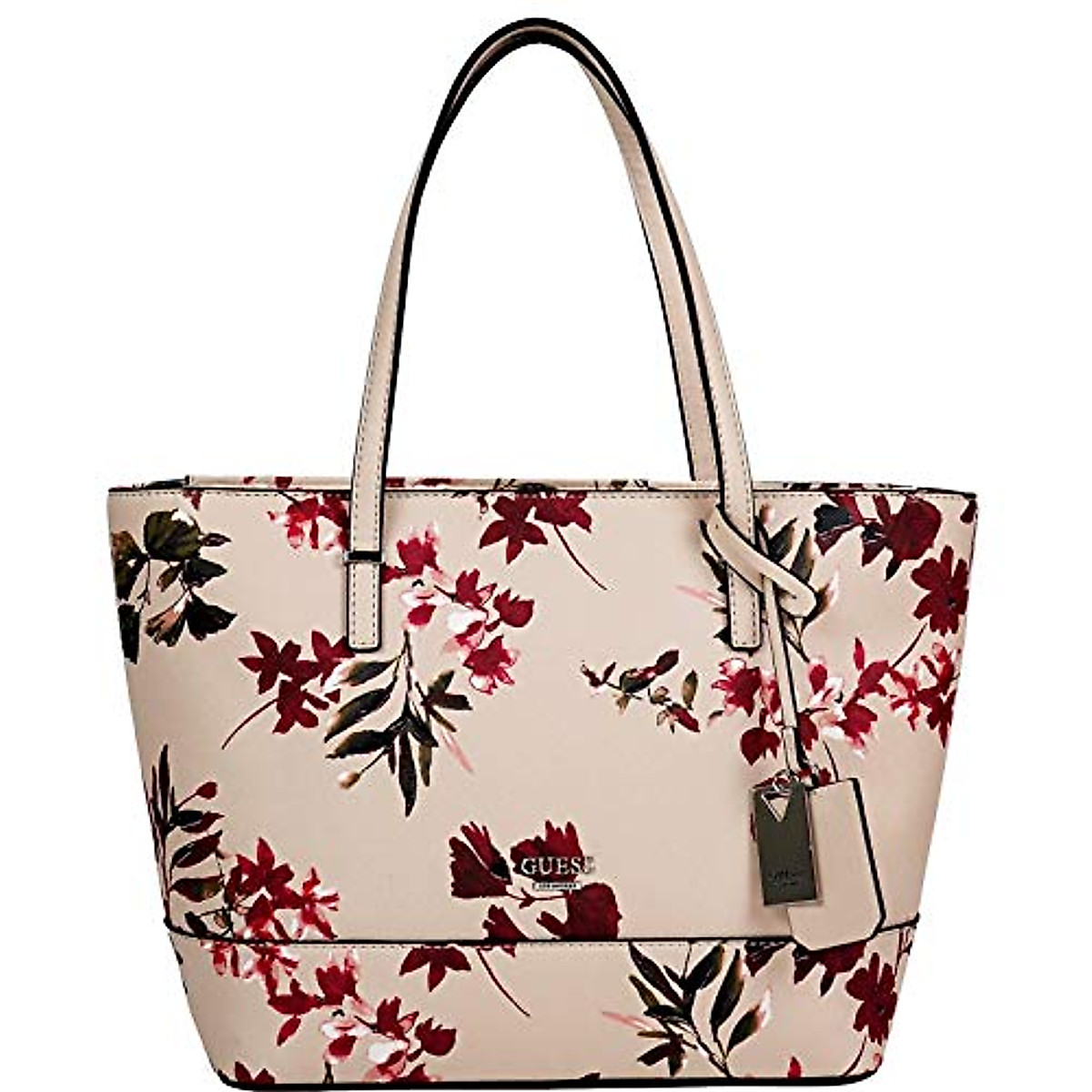 GUESS Women's Logo Embossed Floral Tote Bag Handbag