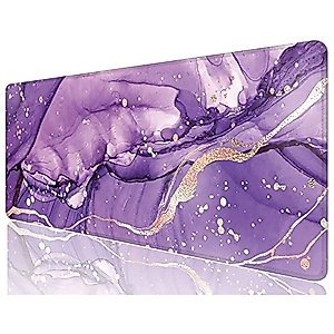 Niniubye Desk Mat, Large Mouse Pad, 32" x 12" XXL Extended Gaming Mousepad, Desktop Decor Desk Pad, Cute Men Women Office Supplies and Accessories, XL Mouse Pad for Laptop & Keyboard, Purple Marble