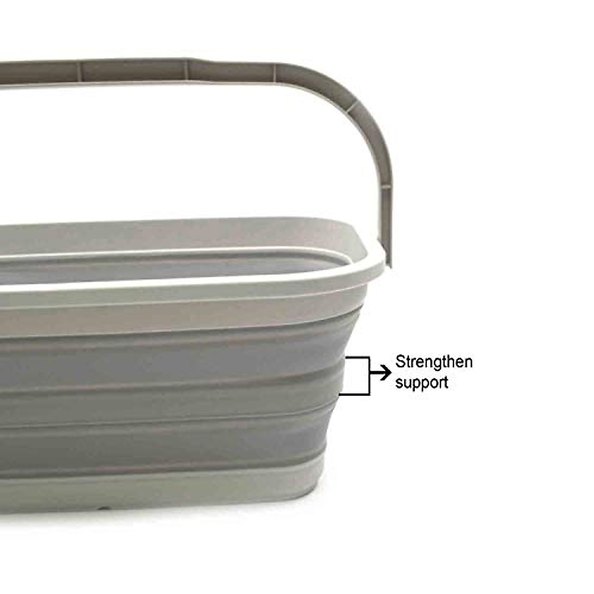 SAMMART 11.6L (3.06 Gallon) Collapsible Rectangular Handy Basket / Bucket (Grey, 1)