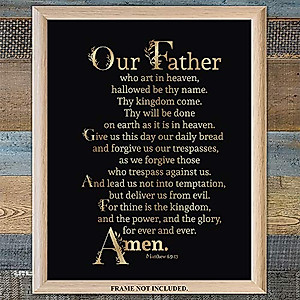 Red Horse Designs Lord’s Prayer Wall Art, Christian Posters, Scripture Wall Art, Biblical Art - Black Background - Unframed 11 x 14"