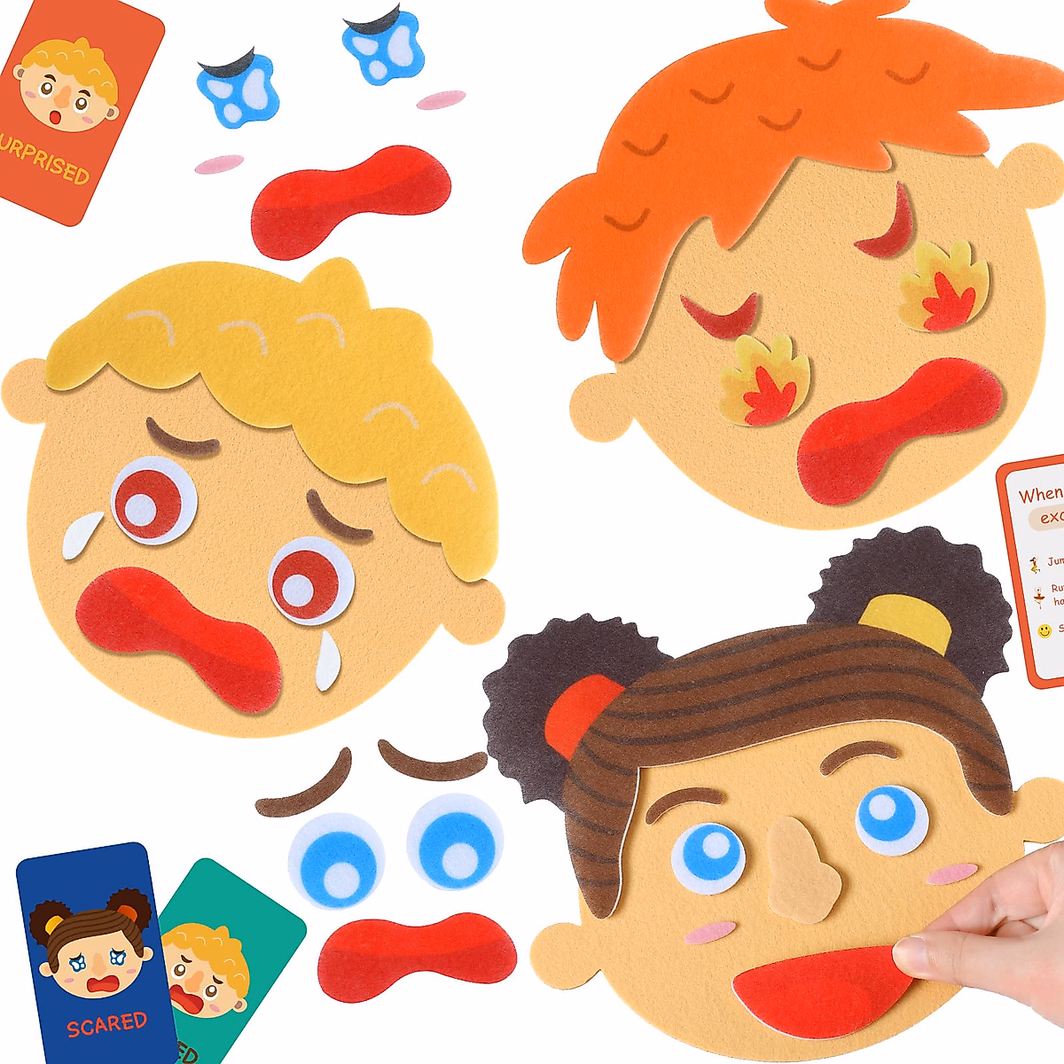 43 Pcs Social Emotional Learning Activities for Kids Preschool Emotion Cards Making Faces and Describe Feelings Educational Games Speech Toy for Toddlers Children Over 6 Years Old