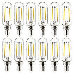 Sunlite LED Filament T8 Tubular Light Bulb, 2 Watts (25W Equivalent), Candelabra E12 Base, Dimmable, 85 mm, UL Listed, 130 Lumens, 2700K Soft White, 12 Count