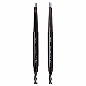 Eye Embrace Light Gray Eyebrow Pencils: Warm Betty & Cool Helen 2 Pack Bundle - Waterproof, Double-Ended Automatic Angled Tip & Spoolie Brush, Cruelty-Free