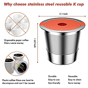 Reusable K Cups For Keurig | keurig reusable coffee pods Compatible with 1.0 and 2.0 Keurig Single Cup Coffee Maker Stainless Steel K Cup,BPA Free(2 pack)