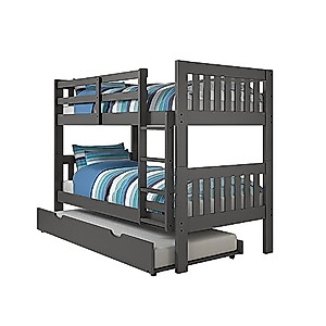 DONCO Twin/Twin Dark Grey Mission Bunk Bed with Twin Trundle