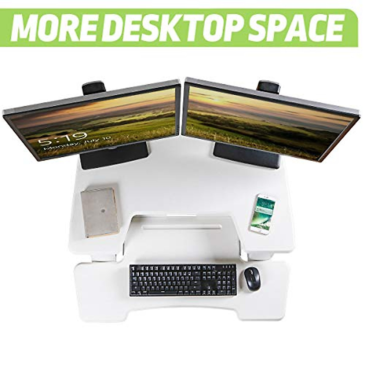 [Upgrade]Eureka Ergonomic V2 Sit To Stand Desk Converter, 36'' Height Adjustable Standing Desk Risers Converters Desktop Stand Computer Workstation Home Office Computer Desk with Keyboard Tray - White