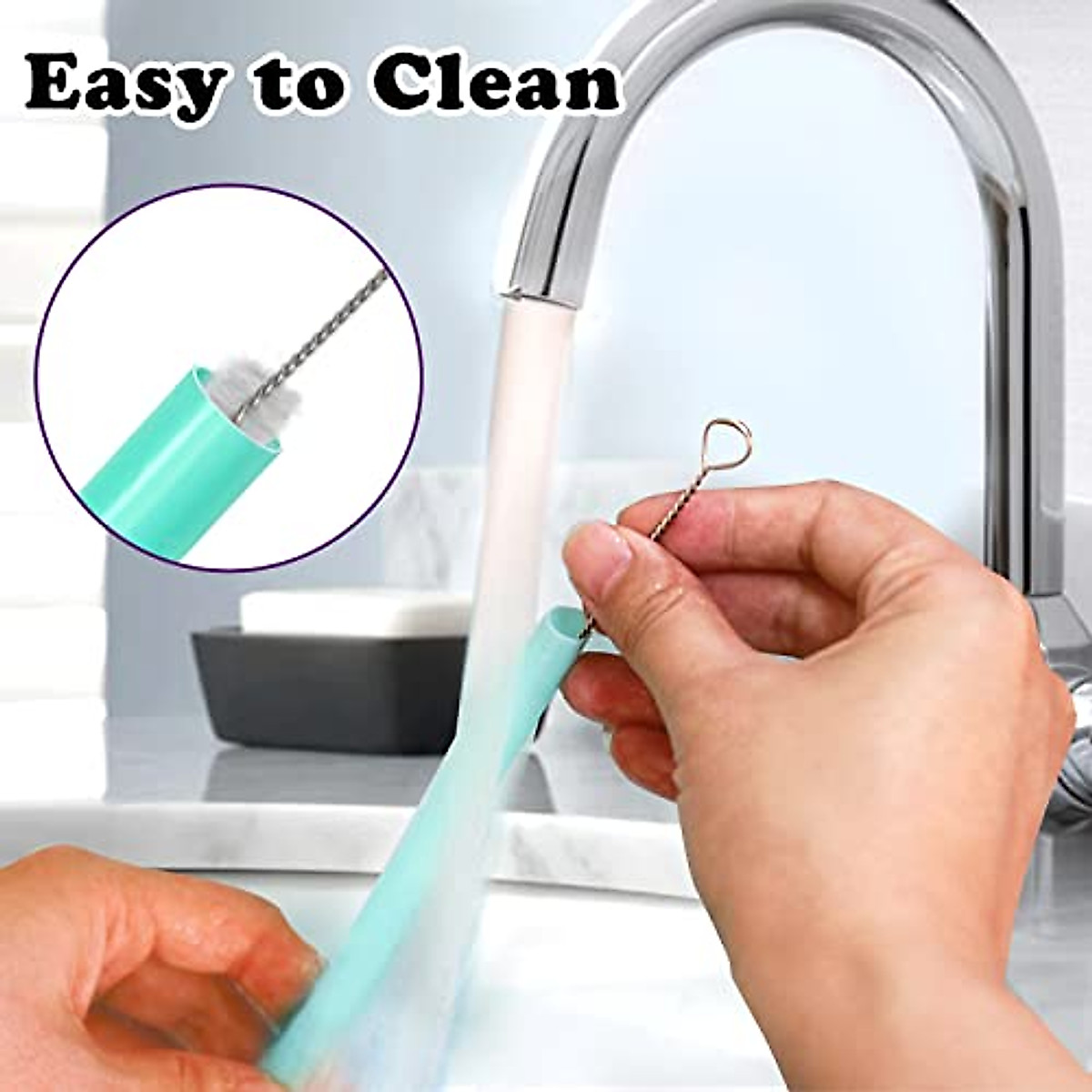 6 Replacement Straws for Owala Water Bottle, Reusable Plastic Straws with Straw Cleaning Brush, 2 Replacement Rubber Lid Sealing Rings Compatible for Owala FreeSip & Owala Flip Water Bottle