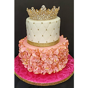 Gold Queen Crown for Women, Girls Birthday Crown Cake Topper, Crystal Rhinestones Tiaras and Crowns for Bride Wedding Prom Bridal Party Halloween Valentines Costume