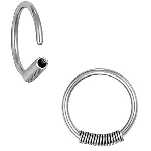 Forbidden Body Jewelry Pair of 2 Rings: 16g 10 mm (3/8 Inch) Surgical Steel Spring Hoop Rings