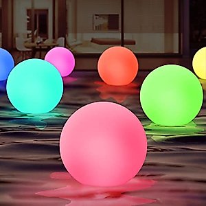 uuffoo LED Floating Pool Light Ball with Remote 7.8'' LED Beach Ball 16 RGB Color 4 Modes Changing IP66 Waterproof Led Light Large Floating Inflatable Balls for Garden Pool Party Games & Decoration…