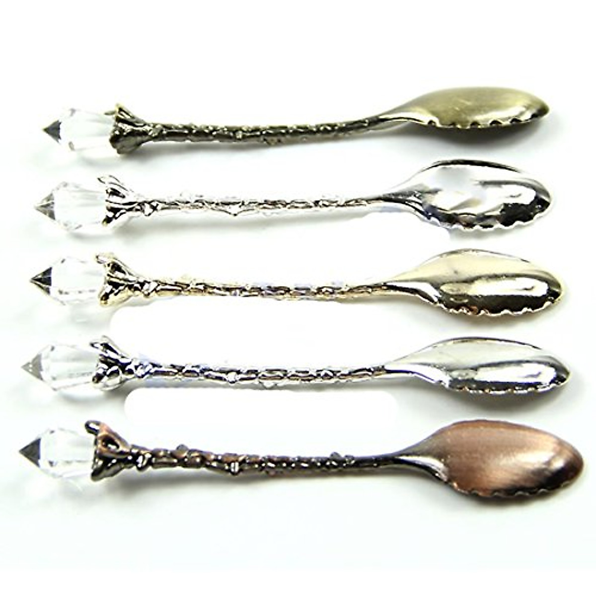 Yalulu 5Pcs Retro Crystal Alloy Stereoscopic Coffee Spoon Tea Spoon Dessert Spoon Ice Cream Spoons