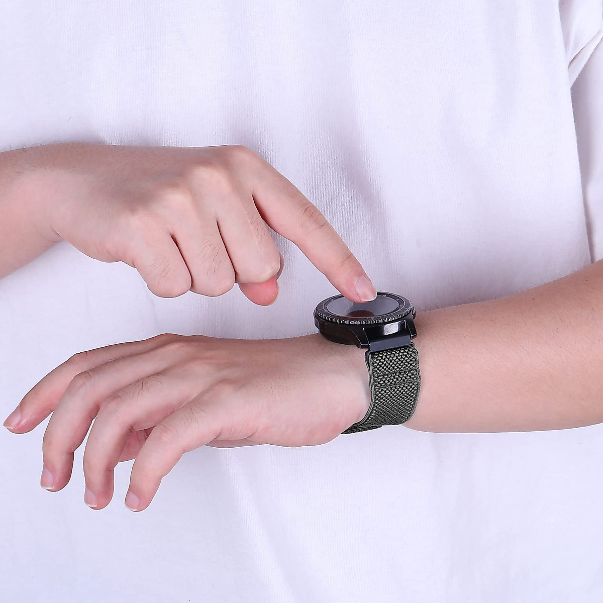 Relting Compatible with 16mm 18mm 19mm 20mm 22mm Watch Bands Quick Release Replacement Wristband,Adjustable Stretchy Nylon Solo Loop Straps Fabric Braided Sport Elastic Bands for Men Women