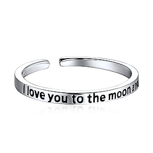 ChicSilver Sterling Silver Ring, Engraved I Love You to The Moon and Back Eternity Ring Open Adjustable Rings for Women Men