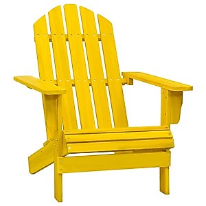 Tidyard Patio Adirondack Chair Solid Fir Wood Yellow Outdoor Fire Pit Chair Wooden Garden Armchair for Porch Pool Lawn Deck Backyard Balcony Outdoor