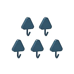 Key Hooks for Wall, Adhesive Hooks Removable Wall Hangers Hooks for Entryway Door Bathroom Kitchen Dark Blue（5 Packs） (b2347)
