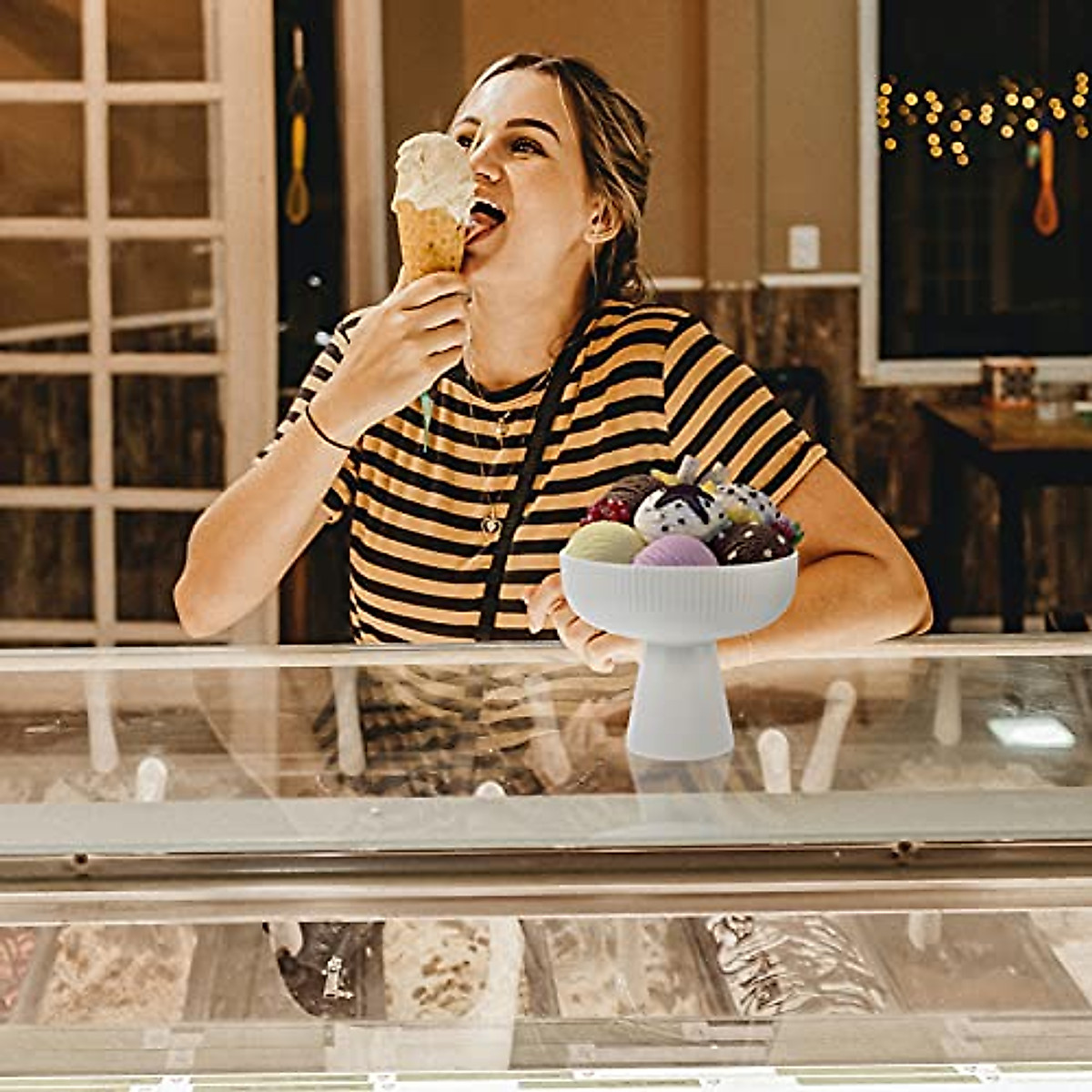 DOITOOL Snack Bowl Footed Dessert Cups Ice Cream Cup Ceramic Sundae Bowls Serving Bowls Dish for Appetizer Parfait Fruit Salad Pudding Snack Ice Cream Bowl