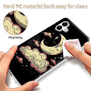 BWEGRHE for Samsung Galaxy A04 4G Clear Case with Moon Cloud Pattern Designed, Transparent Dual Layer Soft TPU Bumper + Hard PC Shockproof Protective Phone Case for Galaxy A04 4G