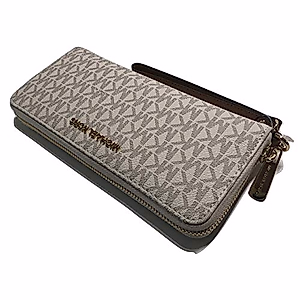 MICHAEL Michael Kors Jet Set Travel Continental Wallet Wristlet (Signature MK Vanilla)