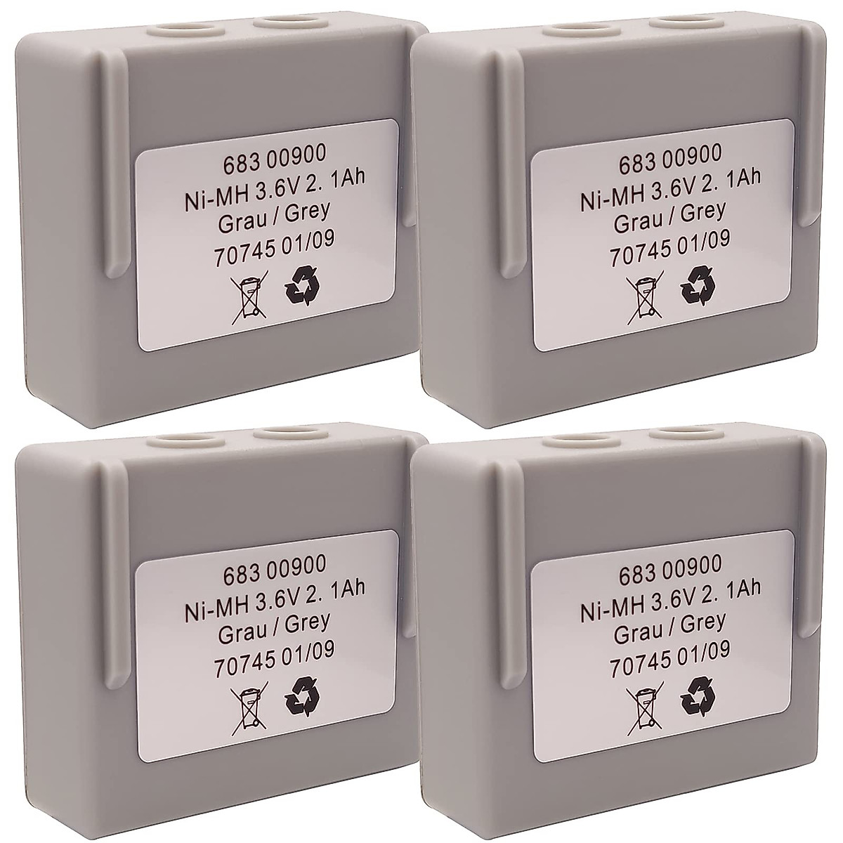 Zivases (4 Pack) 3.6V 2100mAh 2.1Ah Ni-Mh 68300900 Battery 683 00900 for HETRONIC Remote Control, Grey Battery