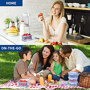 KIGI [4 PACK] 6.1OZ Small Plastic Food Storage Container Set Portion Control Mini Bento Box Leaf-proof To-go Container with Lids