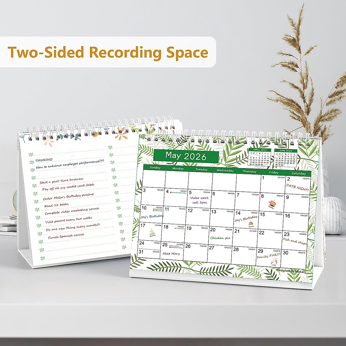 Desk Calendar 2023-2024, Monthly Desktop Calendar, Standing Flip Calendar with Thick Paper(Jan. 2023 - Jun. 2024, 10" x 8.25" ), Academic Year Standing Desk Calendar with Planner Stickers