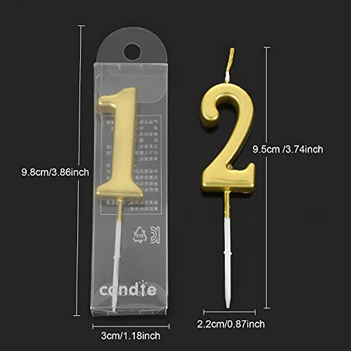 Yaomiao 10 Pieces Birthday Numeral Candles Cake Numeral Candles Number 0-9 Glitter Cake Topper Decoration for Birthday Party Favor (Gold)