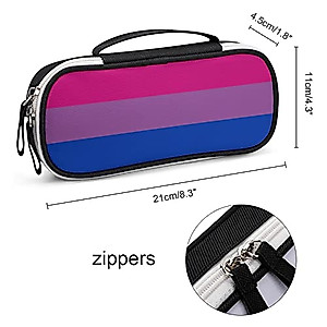 Bisexual Pride LGBT Flag Printed Pencil Case Bag Stationery Pouch with Handle Portable Makeup Bag Desk Organizer