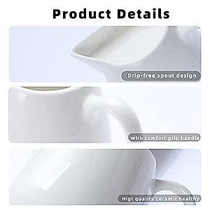 ONTUBE Ceramics Creamer Pitcher 12 oz Cream White