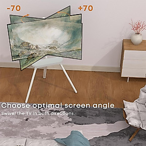 PUTORSEN Easel TV Stand for 43 to 65 inch LED LCD OLED Screens Hold up to 88lbs, Height Adjustable Tripod TV Floor Stand with Shelf/Snap Lock/Anti-Tip Strap, Max VESA 400x400mm, Matte White