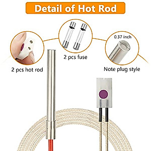 Unidanho 2 Packs Pellet Grill Igniter Replacement for Pit Boss & Camp Chef Smokers, Hot Rod Ignitor Kit Compatible with Pit Boss& Camp Chef Pellet Grill with 2pc Fuse