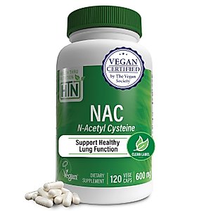 Health Thru Nutrition NAC N-Acetyl-Cysteine 600mg 120 Capsules | Vegan Certified | The Purest NAC Supplement | Supports Healthy Lung Liver Functions & Cellular Health | Non-GMO Soy & Gluten Free