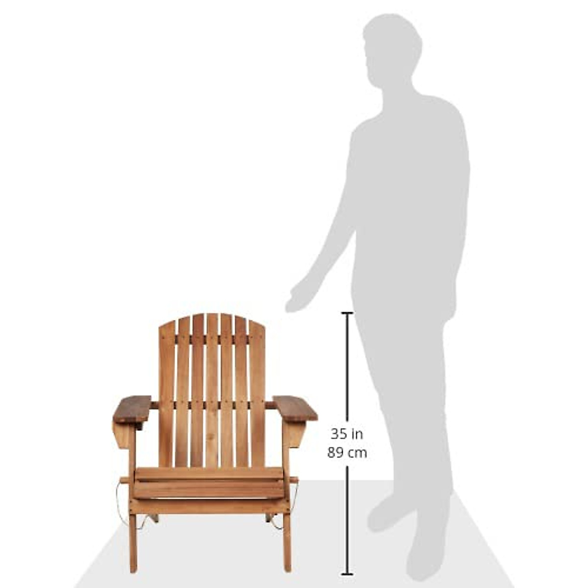 Amazon Aware FSC Certified Outdoor Folding Adirondack Chair, Acacia Wood, Natural Finish