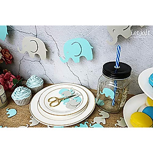 Blue Elephant Confetti Elephant Scatter Baby Shower Decoration for Boy Baby Shower Birthday Party Elephant Theme Party Supplies Gender Reveal Party Decoration (Blue+Gray) 100 Pcs