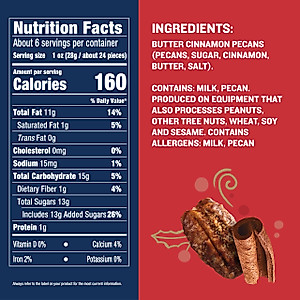 Planters Limited Edition Kettle Cooked Butter Cinnamon Pecans, 5.5 oz Bag