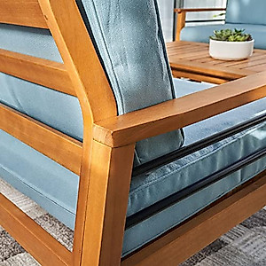 VIFAH Gloucester Contemporary Patio Sofa Club Chair, Golden Oak Wood Color