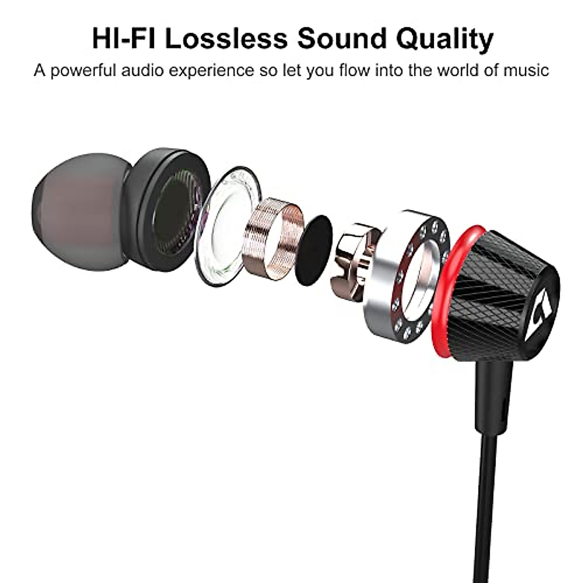 1mii Wired Earbuds with Microphone & Volume Control, in-Ear Headphones Magnetic with Deep Bass, Noise Isolating, High Sound Quality Earphones with 3.5mm Jack for Phone, Android, PC, iPad, MP3(Black)