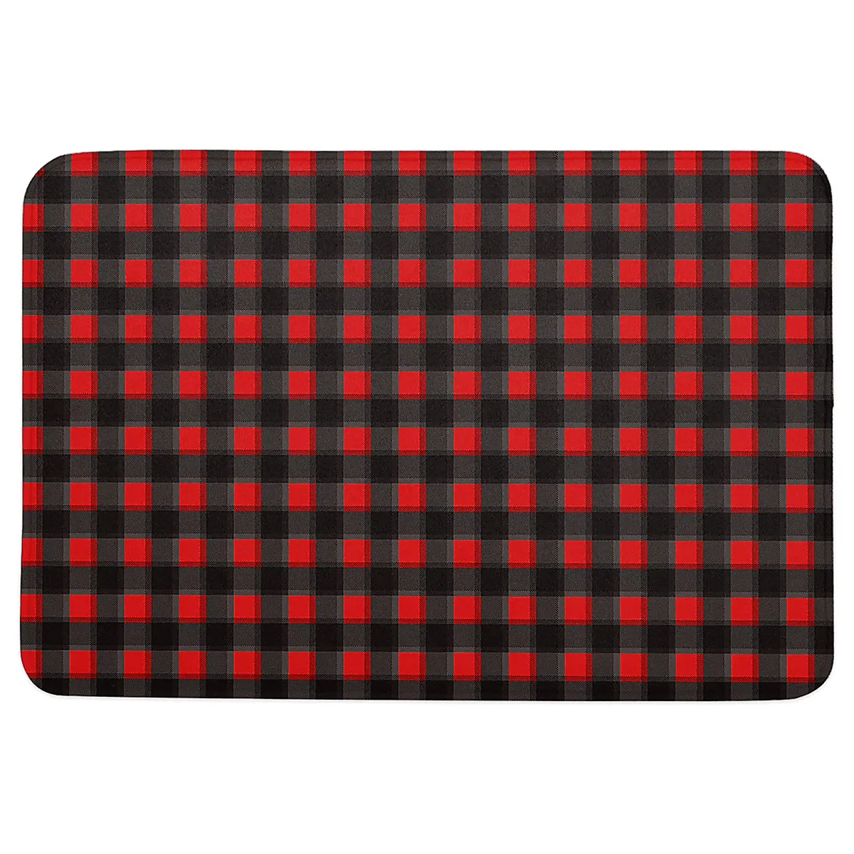 Front Door Mat Floor Mats for Home Decor, Black and Red Grid Memory Foam Runner Entryway Area Rug Non-Slip Absorbent Doormat Washable Rug, 18x30Inch Welcome Mats for Bedroom Decor Living Room Decor