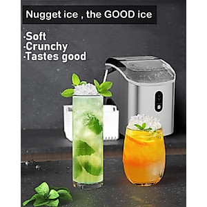 Kndko Countertop Ice Maker with Handle, 26 lbs/Day, 9pcs Bullet Ice in 6 min, Smart Self-Cleaning, Portable Ice Makers Countertop for Home/Office/Party/RV