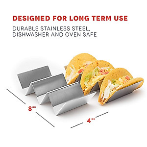 Stainless Taco Holders Stand 3 Tacos Each. Heavy Duty Quality! Taco Shell Holders - Taco Stainless Stand - Taco Baking Rack - Soft Taco Stand & Hard Taco Holder - Taco Shell Tray Tuesday Server (2)