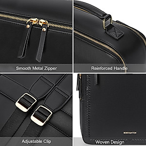 BOSTANTEN Leather Laptop Backpack for Women Large Capacity 15.6 inch Computer Bag Casual College Daypack Travel Bag Brown