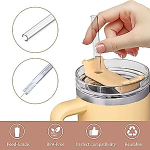 RaepperHan 6 Pack Reusable Replacement Straws for Stanley 40 oz Adventure Tumbler, Plastic Straws with Cleaning Brush, Compatible with Stanley 40oz Cup Water Jug (6* Plastic Straws for 40 oz), RH012