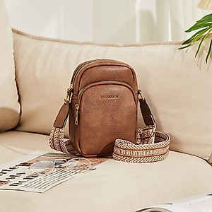 BOSTANTEN Small Crossbody Bags for Women Designer Zip Cell Phone Purse Shoulder Handbags Wallet with Card Slots Brown