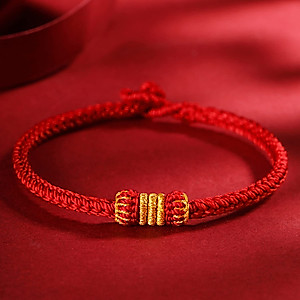 MENGLINA Fashion Women Men Handmade Golden Wire Red Rope Chinese Lantern Shape Braided Couple Bracelets Lucky Red String Distance Friendship Jewelry (18)