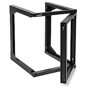NavePoint 12U Server Rack with Swing Gate - 12U Wall Mount Rack for 19 Inch IT Equipment Open Frame Rack – Network Rack Wall Mount for AV & Server Equipment 24” Deep 12U Rack, Black