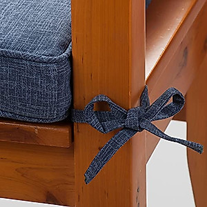 Magpie Fabrics Indoor/Outdoor Waterproof Square Corner Seat Cushion, 18" x 18" x 2.5", 2 Pack, Weather Resistant Universal Seat Cushions, for Patio Garden Dining(Navy Blue Textured)