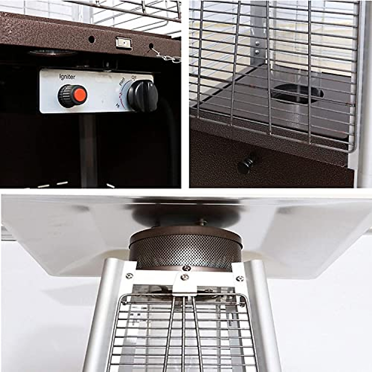 Outdoor Patio space heater 13KW Pyramid Patio Liquefied Gas Heater, Flameout And Overturn Protection Table Top Glass Tube Gas Heater, Perfect For Garden, Under Gazebo Space Heating ( Color : Brown )