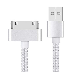 EVERMARKET 3 Feet Replacement High Speed USB 2.0 Nylon Braided Sync and Charging Charger Cable Cord for Apple iPhone 4, 4s, 3G, 3GS, 2G, iPad 1/2/3 iPod Touch, iPod Nano - Silver