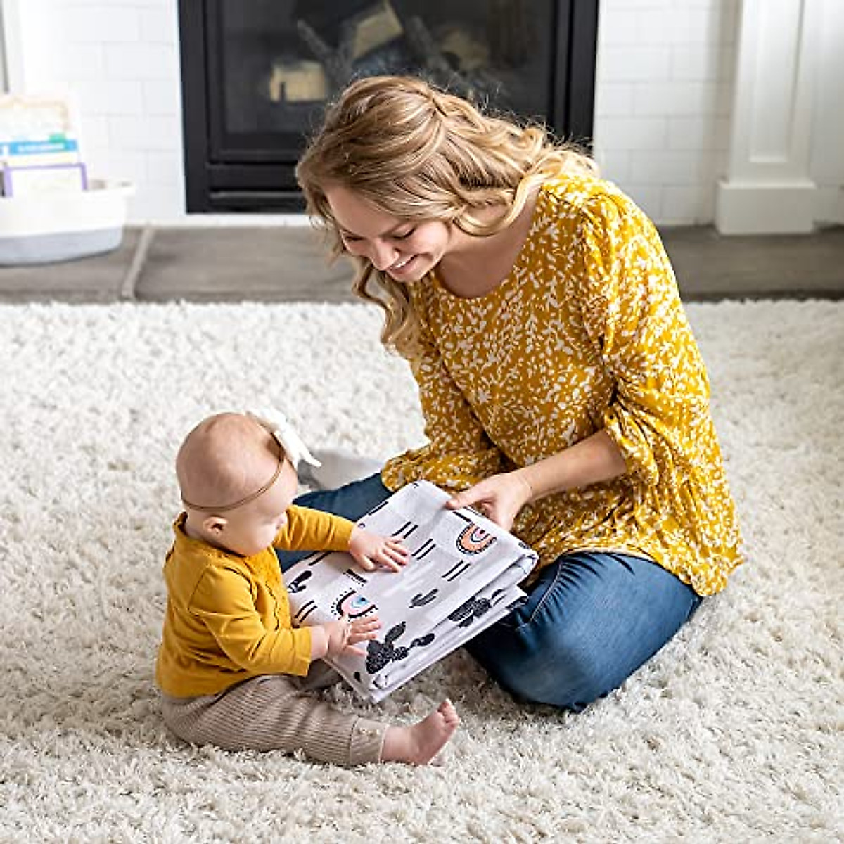 BABYBOET Splat Mat for Baby – Under High Chair Floor Mat Protects Wood, Vinyl and Carpet from Spills – Waterproof Triple Layer Baby Mat with Anti-Skid Backing Deters Bunching and Sliding (51” x 51”)