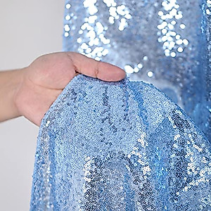 Baby Blue Sequin Backdrop 2 Panels 2FTx8FT Party Backdrop Curtains Glitter Birthday Bridal Curtains Sparkle Photo Backdrop